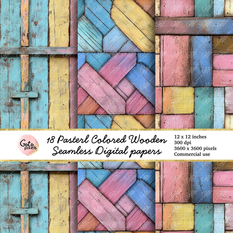Shabby Chic Wooden Digital Paper: Iridescent Seamless Textures (digital ...