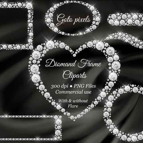 White Diamond Floral Frames Clipart Wedding Frame Clip Art - Etsy