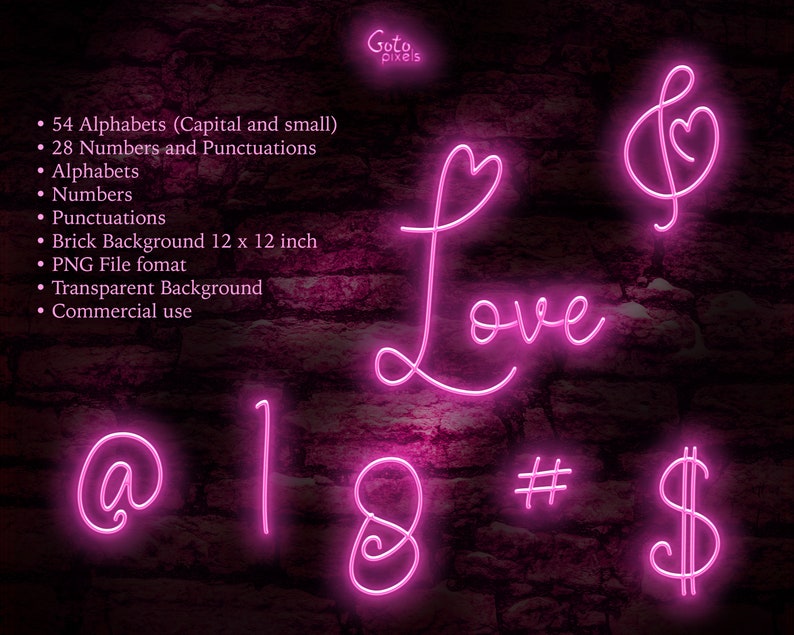 Neon Letters Clipart Pink Neon Alphabet Clipart Digital Neon - Etsy