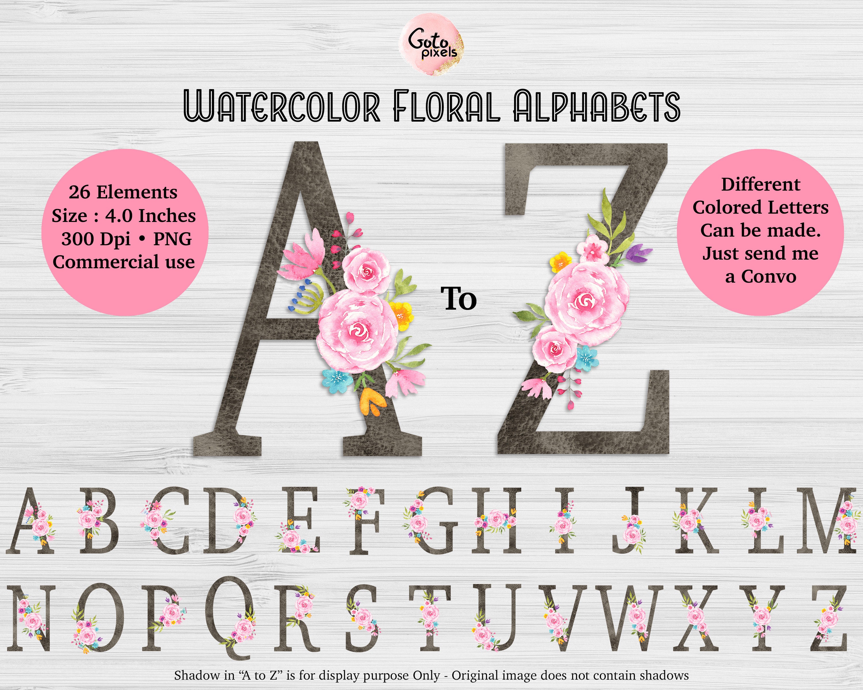Floral Alphabet Clipart Letters Clipartwedding | Etsy