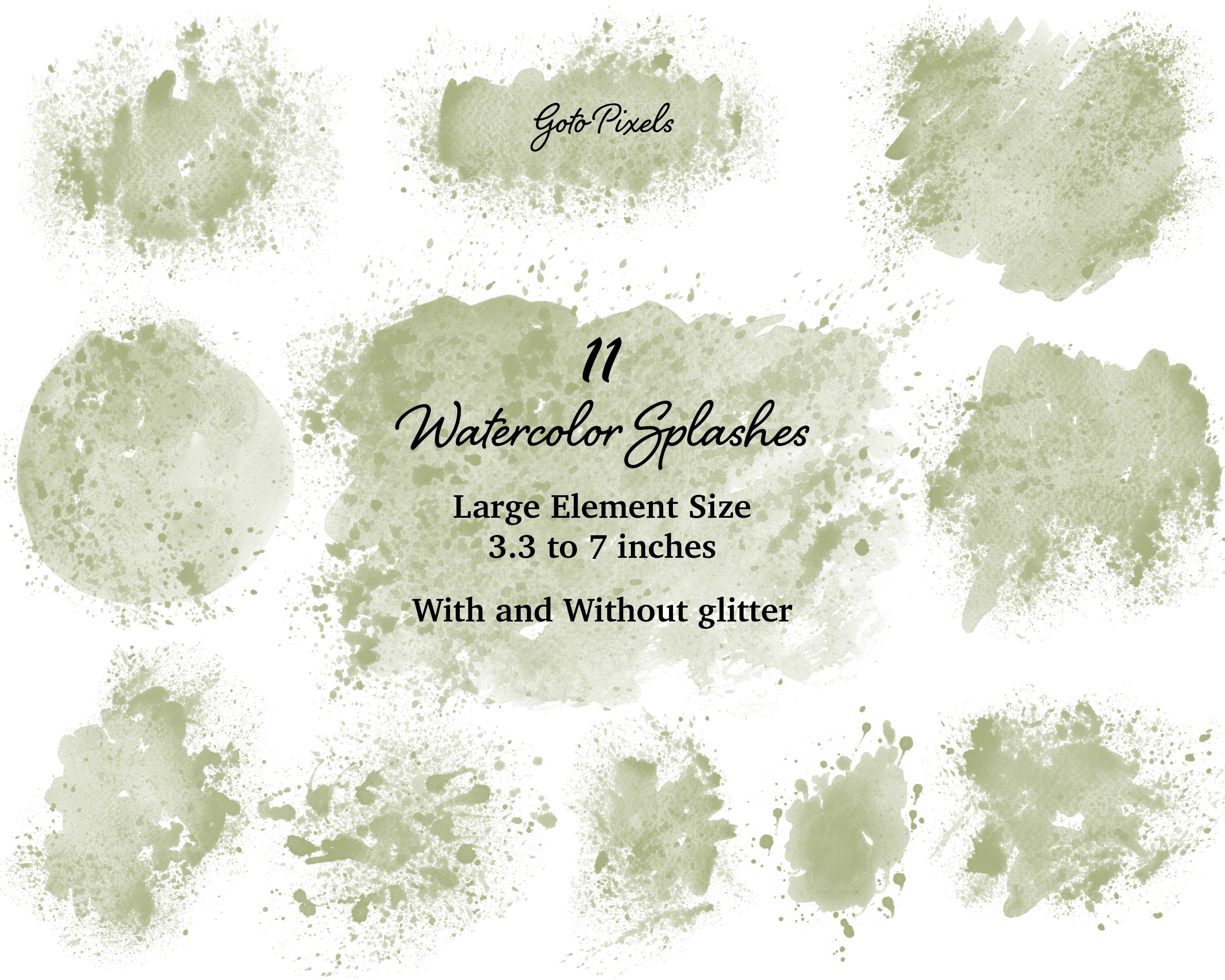 Green Watercolor Glitter Clipart Splashes and Splotches Clip | Etsy