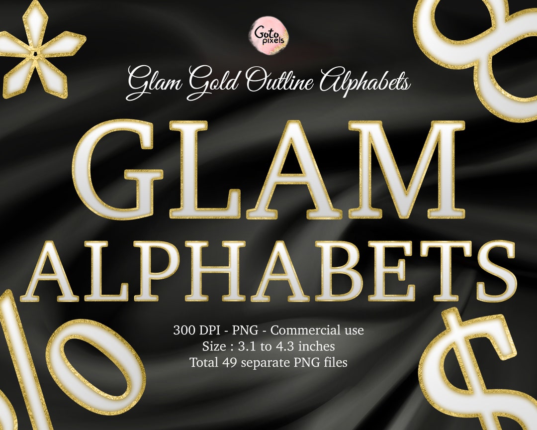 Gold Glam Alphabet Clipart, Gold Font Clipart, Gold Foil Alphabet, Gold ...