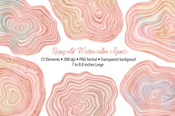 Pink Agate Watercolor Veins PNG Clipart Blush Pink | Etsy