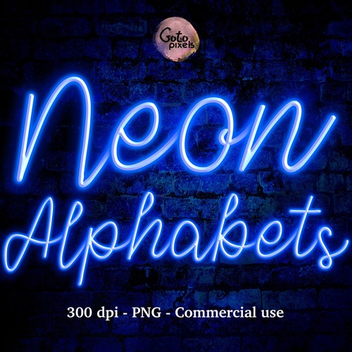 Blue Neon Alphabet Clipart Neon Letters Clipart Digital Neon - Etsy