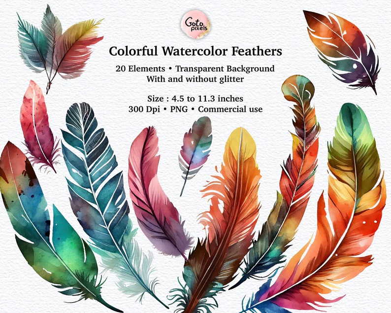 Colorful Feathers Clipart PNG Files Colorful Feathers - Etsy