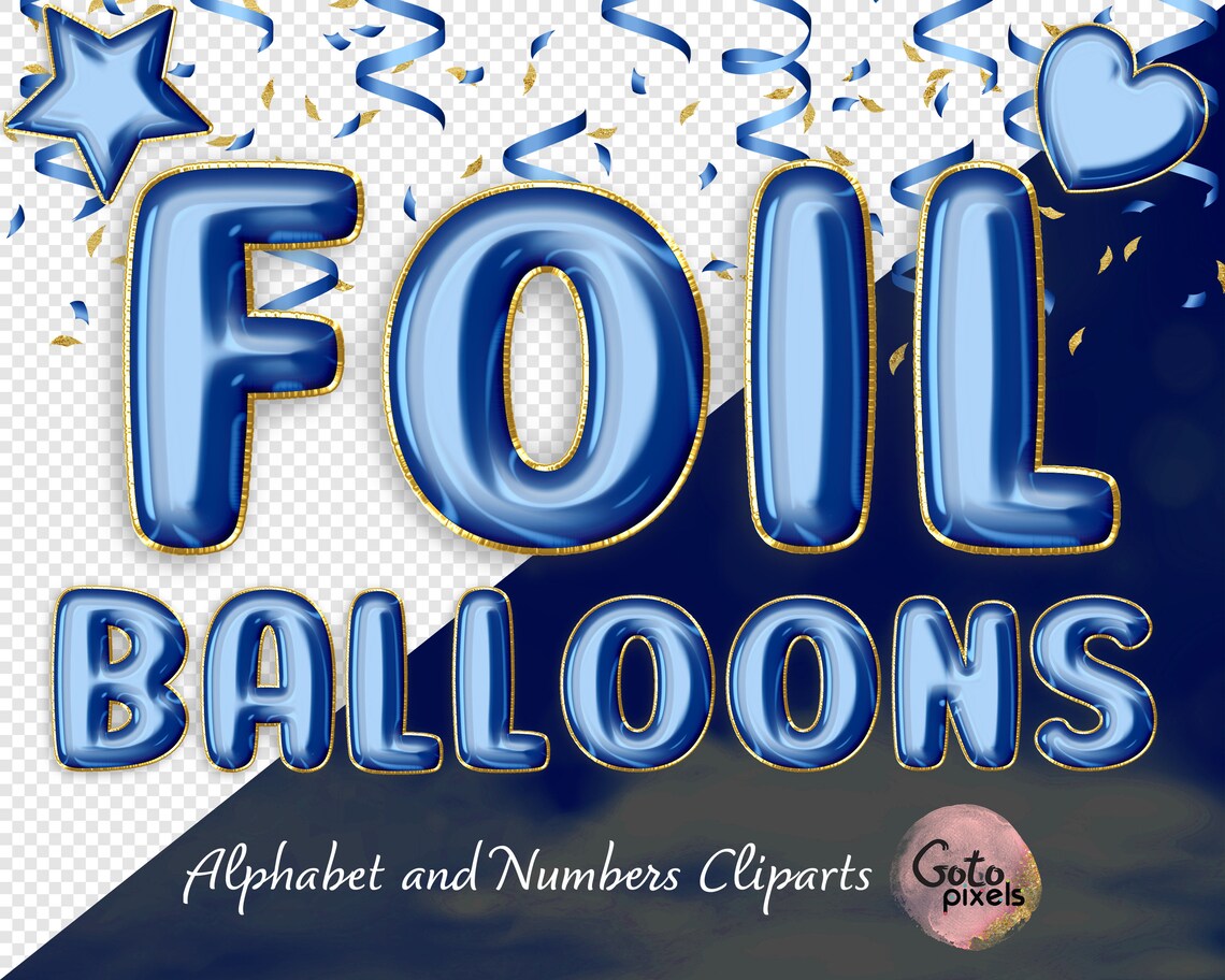 Navy Blue Foil Balloon Alphabet Clip Art Digital Instant - Etsy UK