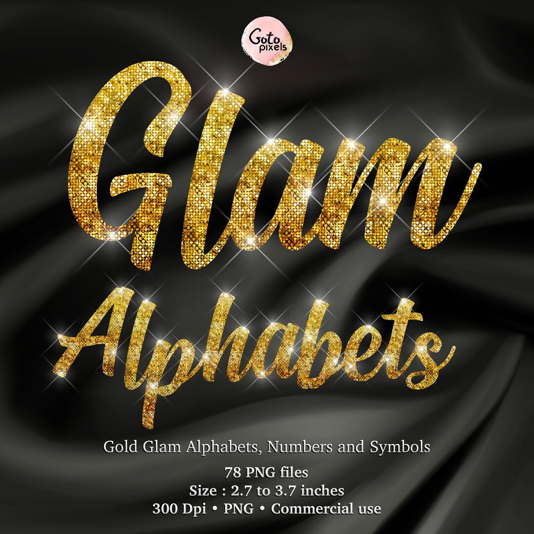 Gold Foil Alphabet Digital Clipart PNG File Format. Letters and Numbers ...