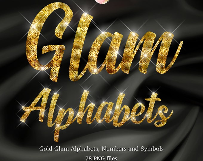 Gold Letters and Numbers Digital Clipart PNG File Format. Alphabet Clip ...