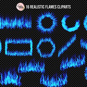 Blue Flames Clipart: Fire Overlay, Borders, Graphics (PNG, 300 Dpi) - Etsy