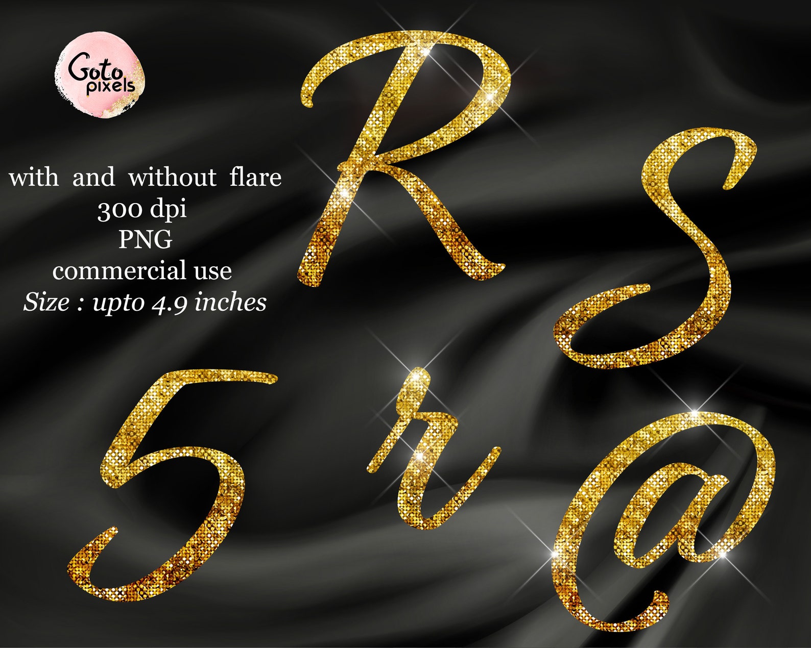 Gold Foil Alphabet Digital Clipart PNG File Format. Letters and Numbers ...