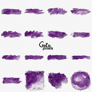 Purple Watercolor Brush Strokes Clipart, Silver Glitter Brush Strokes ...