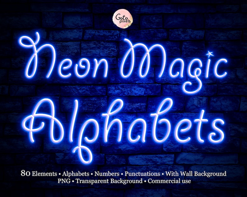 Blue Neon Alphabet Clipart Neon Letters Clipart Digital Neon - Etsy