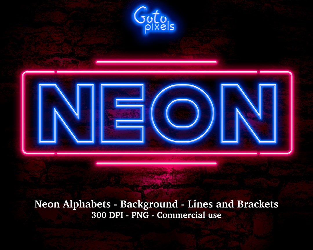 Blue Neon Alphabet Clipart, Neon Letters Clipart, Digital Neon Font ...