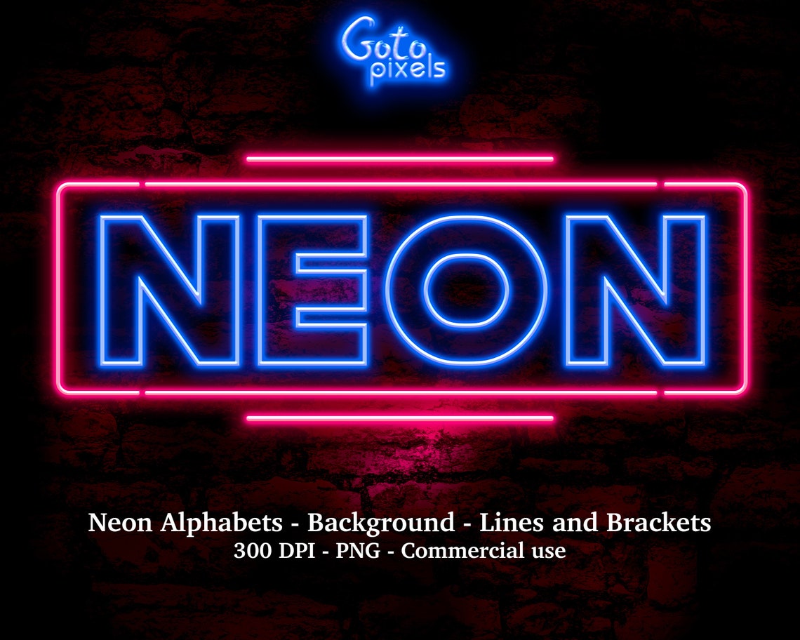 Blue neon alphabet clipart Neon letters clipart Digital neon | Etsy