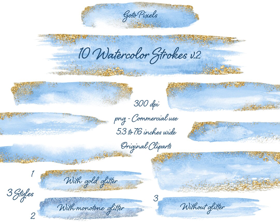 Blue Watercolor Brush Strokes, Blue Watercolor Clipart, Splash Clipart ...