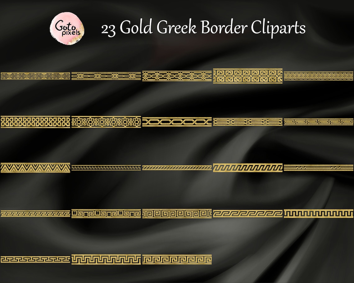 23 Gold Greek Borders Clipart Seamless Border Segmentsgold - Etsy