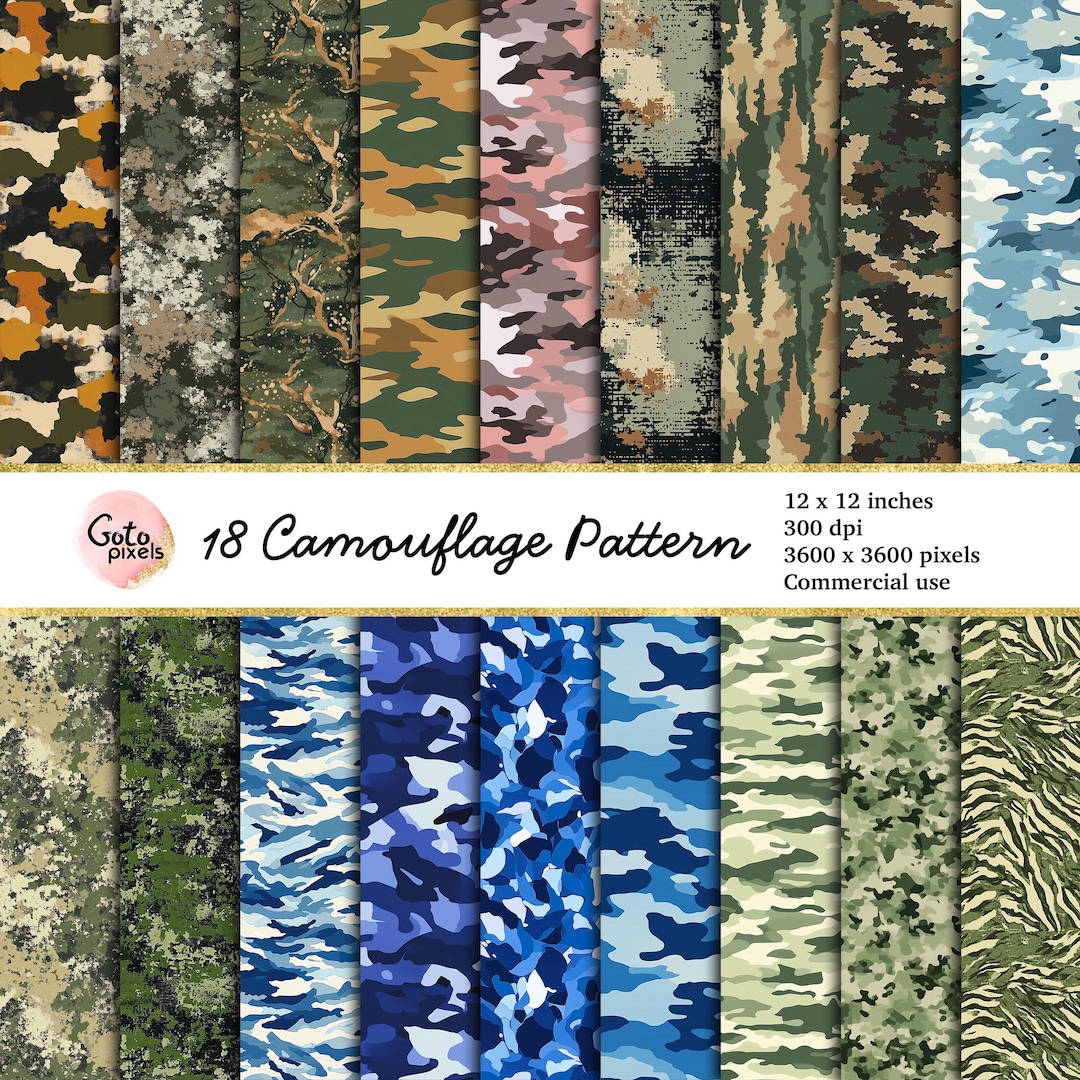 Camouflage Digital Paper, Seamless Military Camo Patterns, Military ...