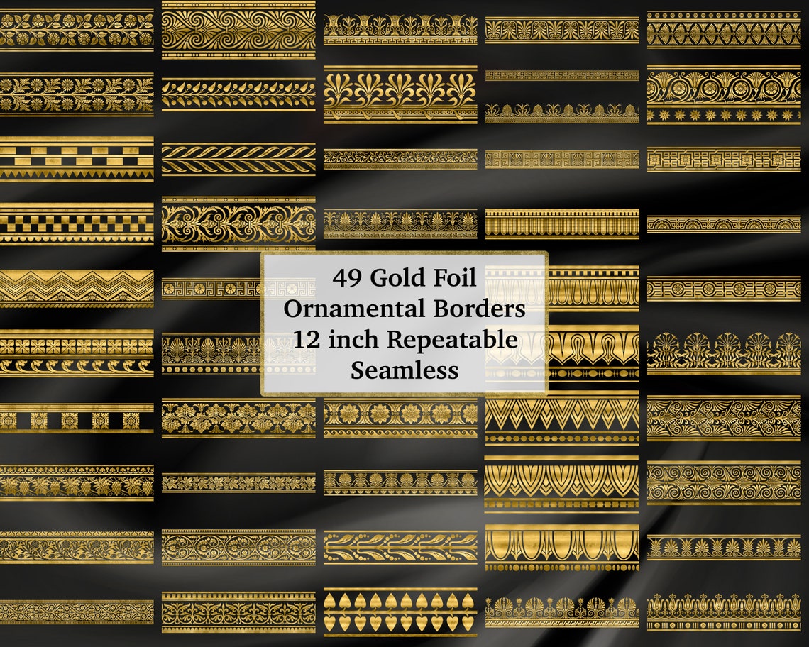 Ornate Gold Borders Clipart Seamless Border Segments Gold - Etsy