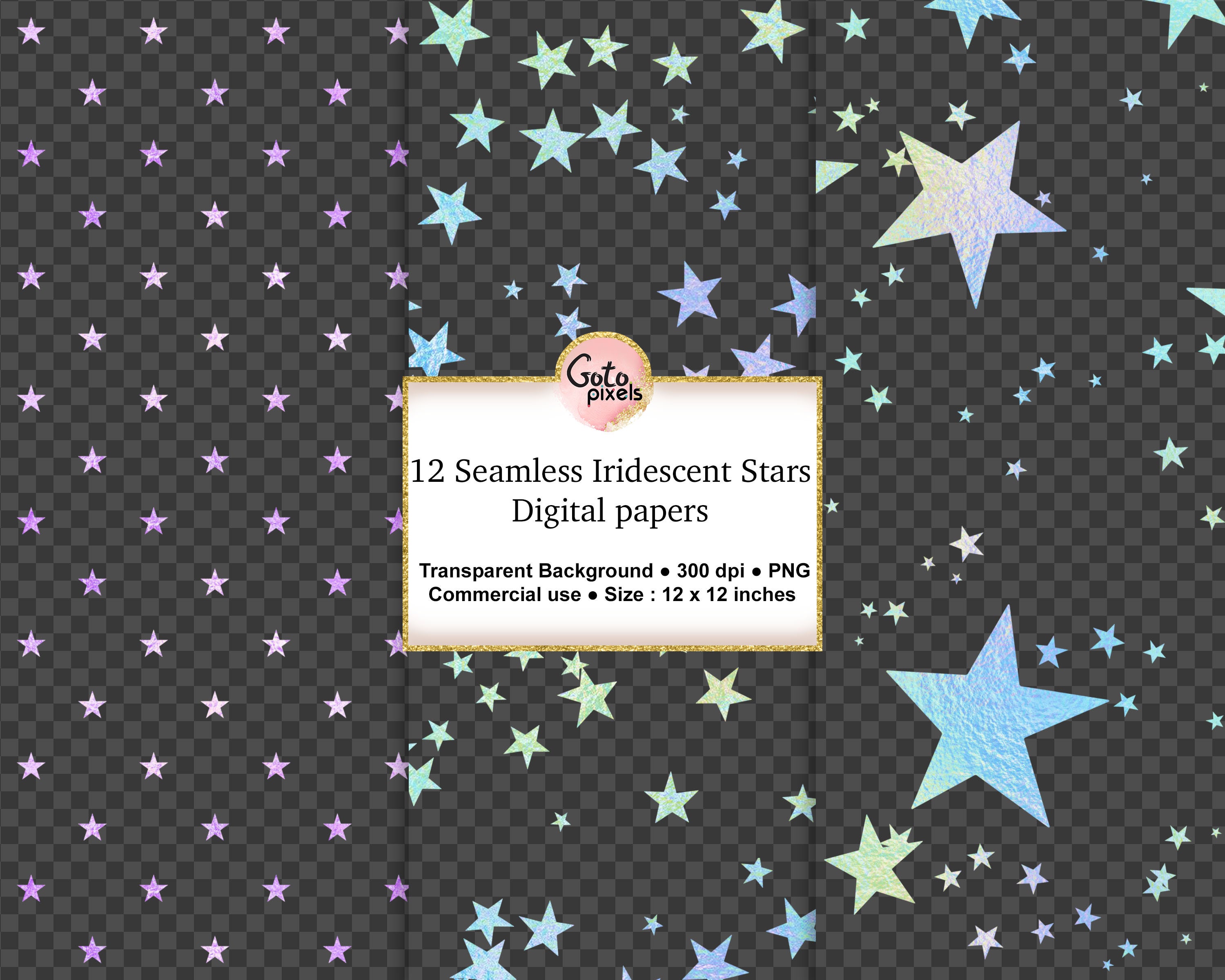 Seamless Iridescent Star Overlays Starry Night Star Patterns - Etsy