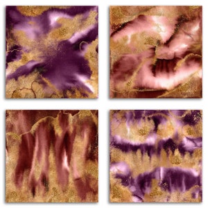 Burgundy Digital Papers With Gold Foil, Watercolor Digital Paper ...