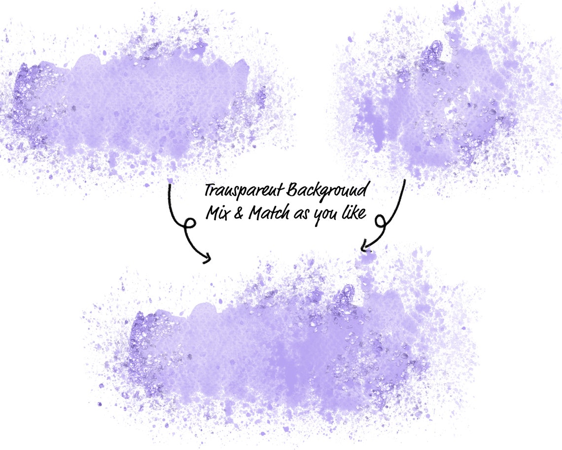Purple Watercolor Glitter Clipart Splashes and Splotches - Etsy