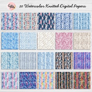 Watercolor Knitting Digital Paper: Seamless Texture Backgrounds ...