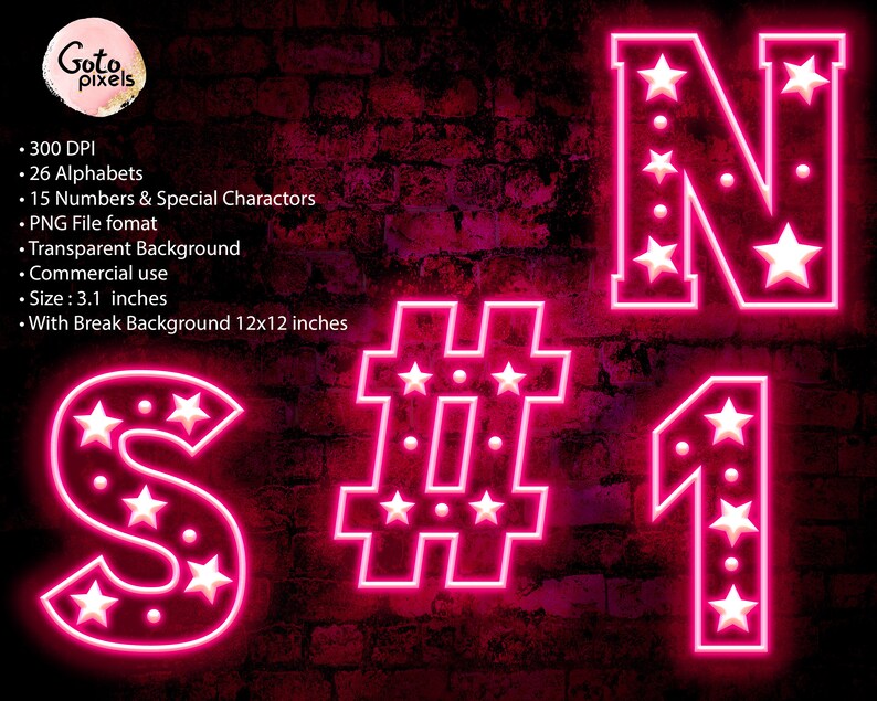 Pink Neon Alphabet Clipart Neon Letters Clipart Digital Neon - Etsy UK