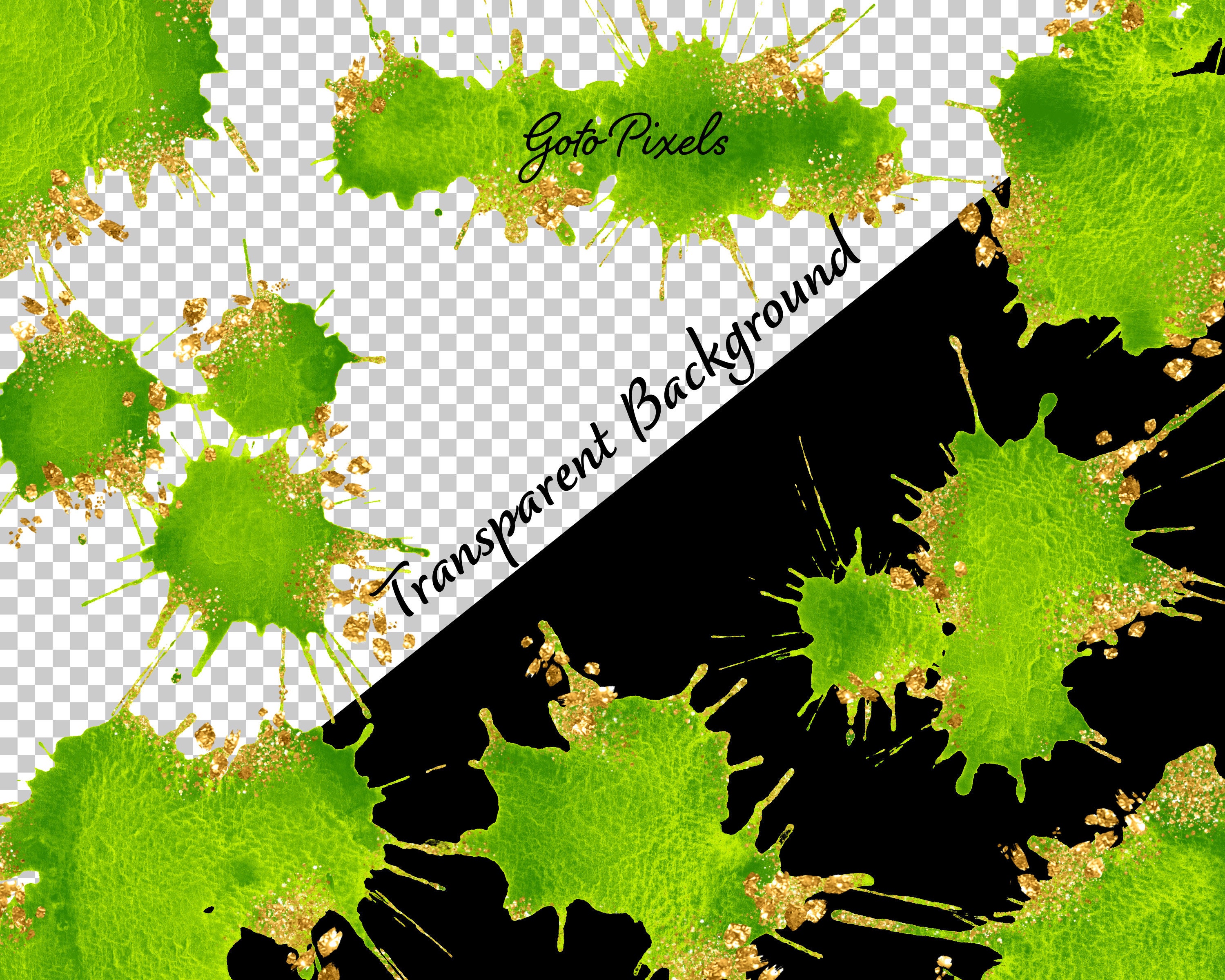 Lime Green Watercolor Splatter Clipart: Glitter Splash Backgrounds ...