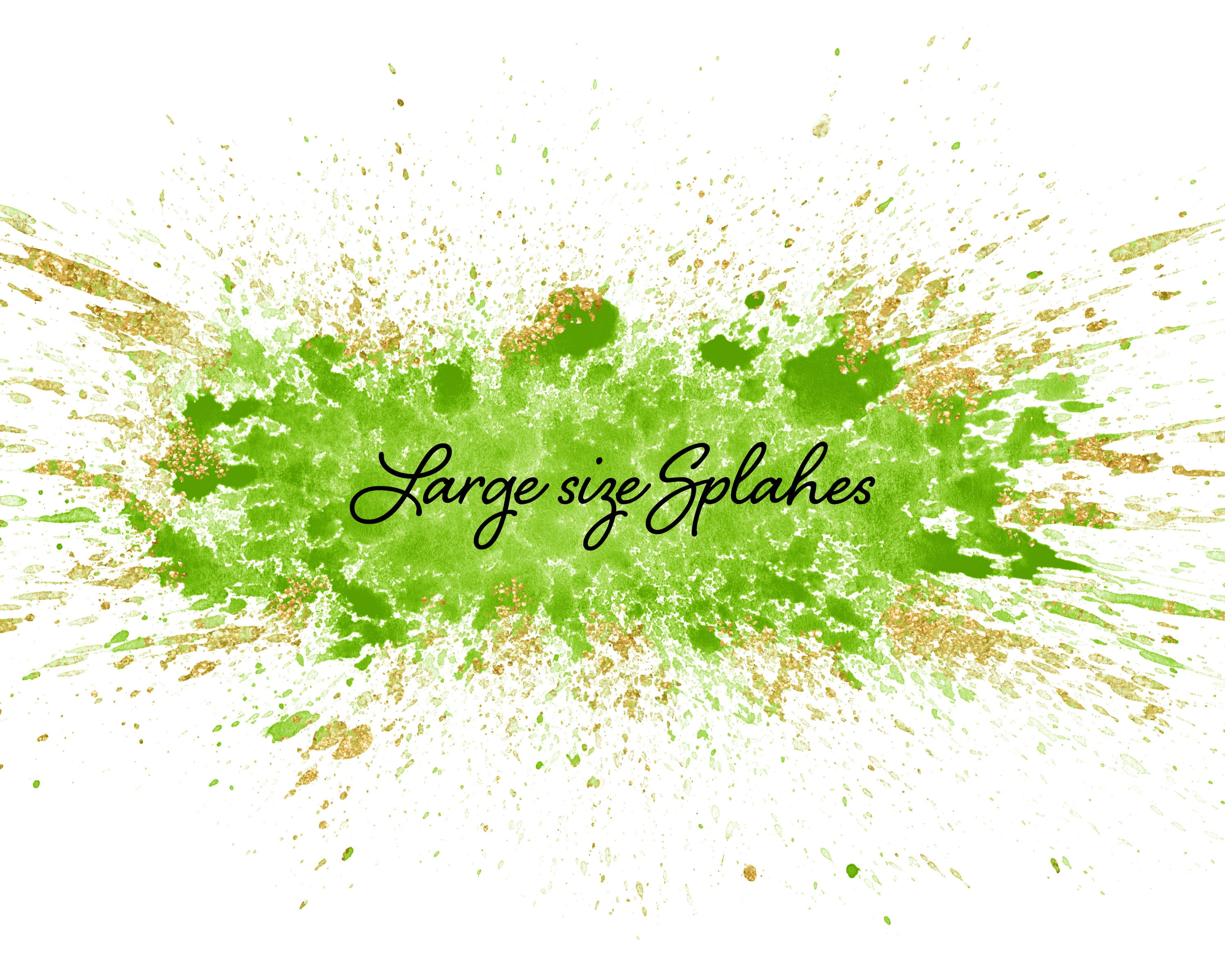 Lime Green Watercolor Splash Gold Glitter Clipart Splashes - Etsy
