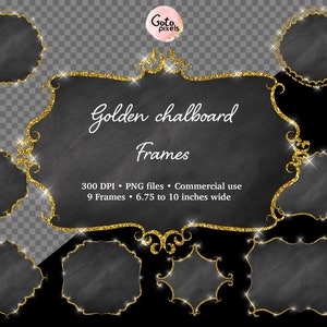 Chalkboard Gold Frames Clipart, Gold Labels, Chalkboard Labels, Gold ...
