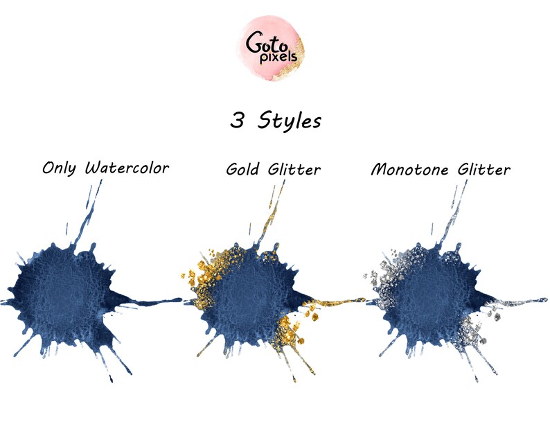 Navy Blue Watercolor Splatter Clipart Splashes and Splotches - Etsy