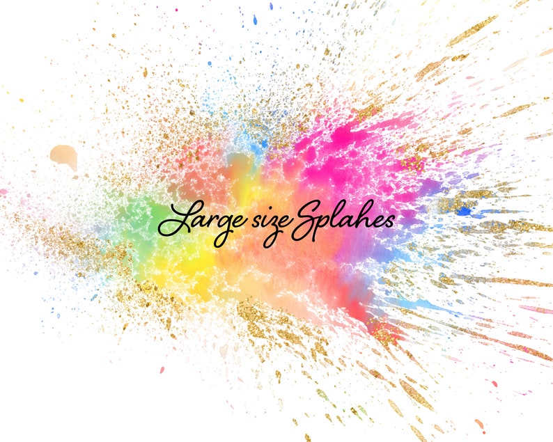 Rainbow Watercolor Glitter Clipart Splashes and Splotches | Etsy