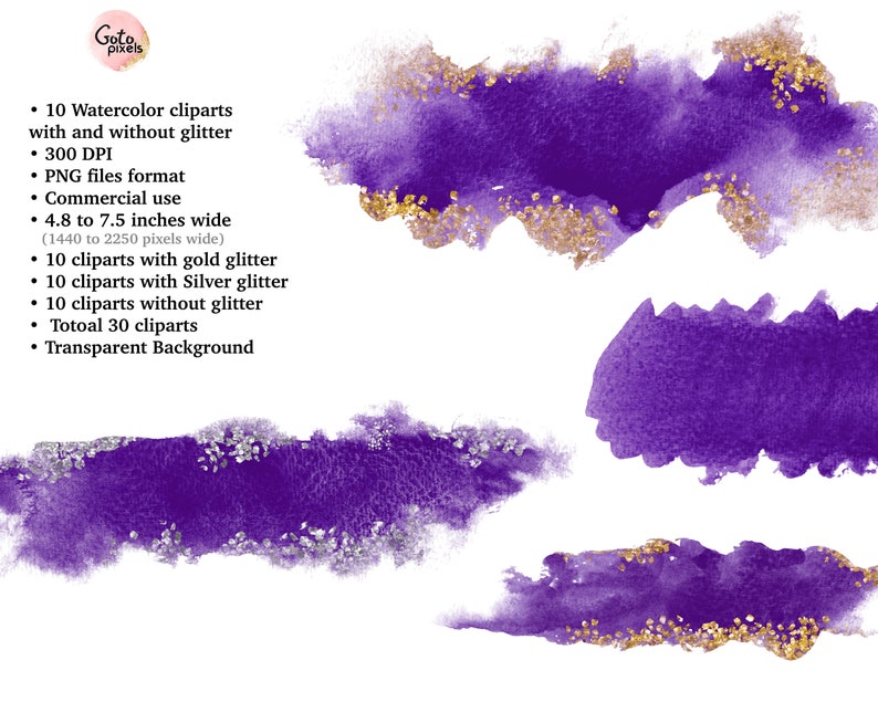 Purple Watercolor Brush Strokespurple Watercolor | Etsy