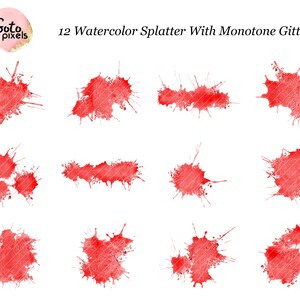 Red Watercolor Splatter Clipart, Splashes and Splotches Clip Art ...