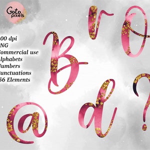 Pink Watercolor Alphabet Clipart, Watercolor Letters Clipart ...