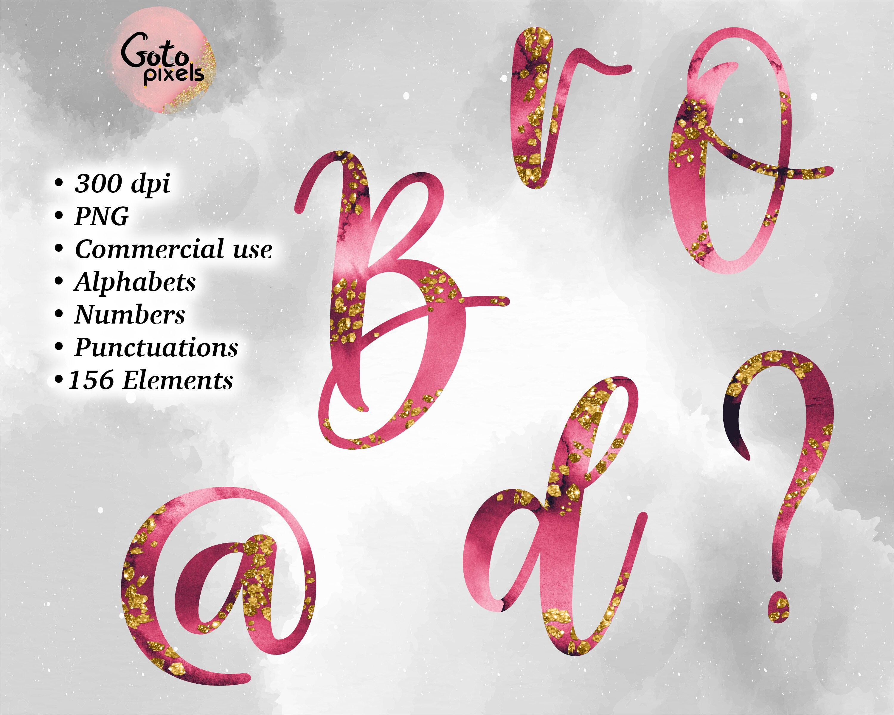 Pink Watercolor Alphabet Clipart Watercolor Letters Clipart - Etsy