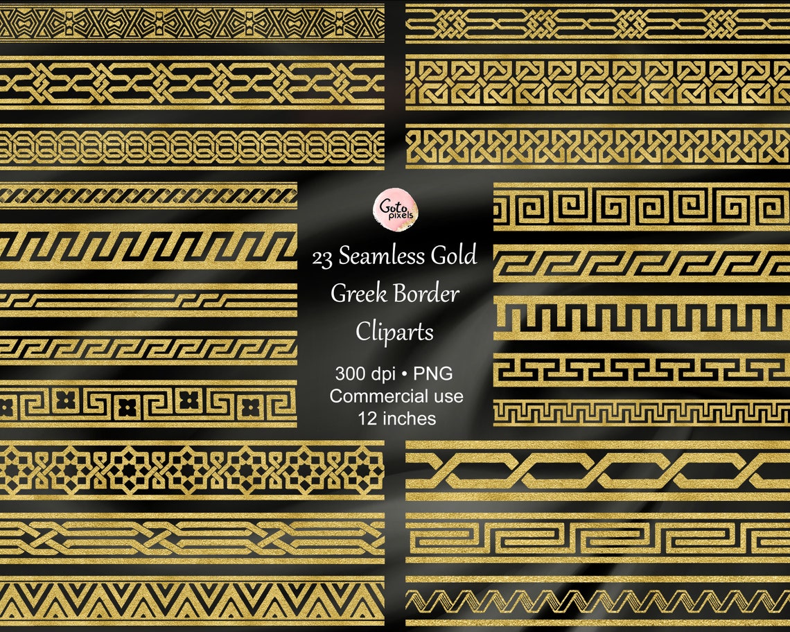 23 Gold Greek Borders Clipart seamless border segmentsGold | Etsy