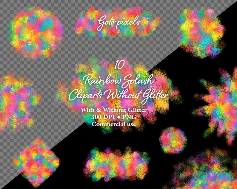 Rainbow Watercolor Splash Clipart Splashes and Splotches | Etsy