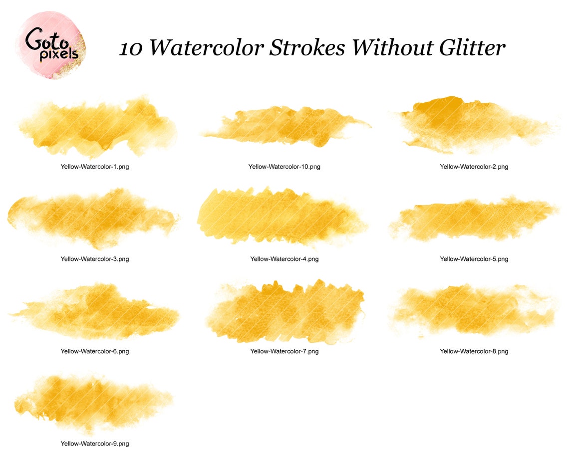 Yellow Watercolor Brush Strokes,yellow Watercolor Clipart,splash ...