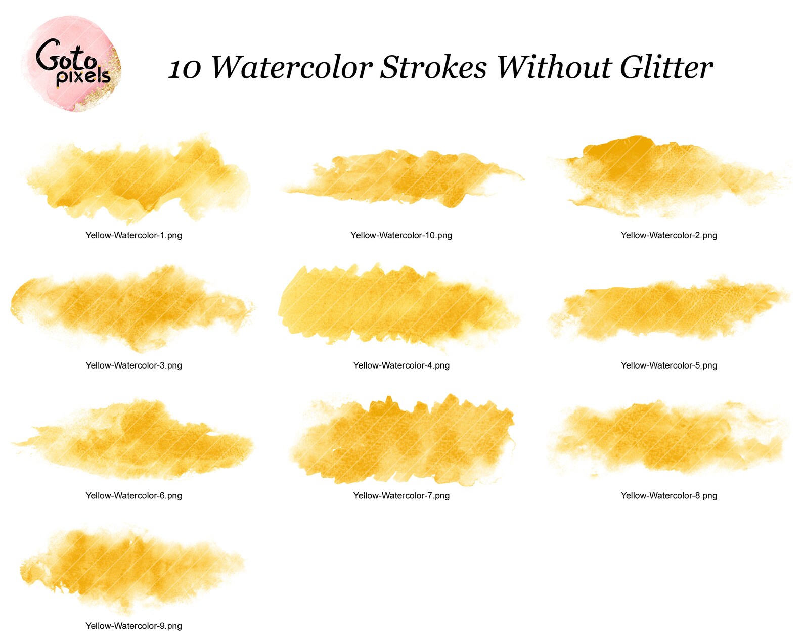 Yellow Watercolor Brush Strokesyellow Watercolor | Etsy