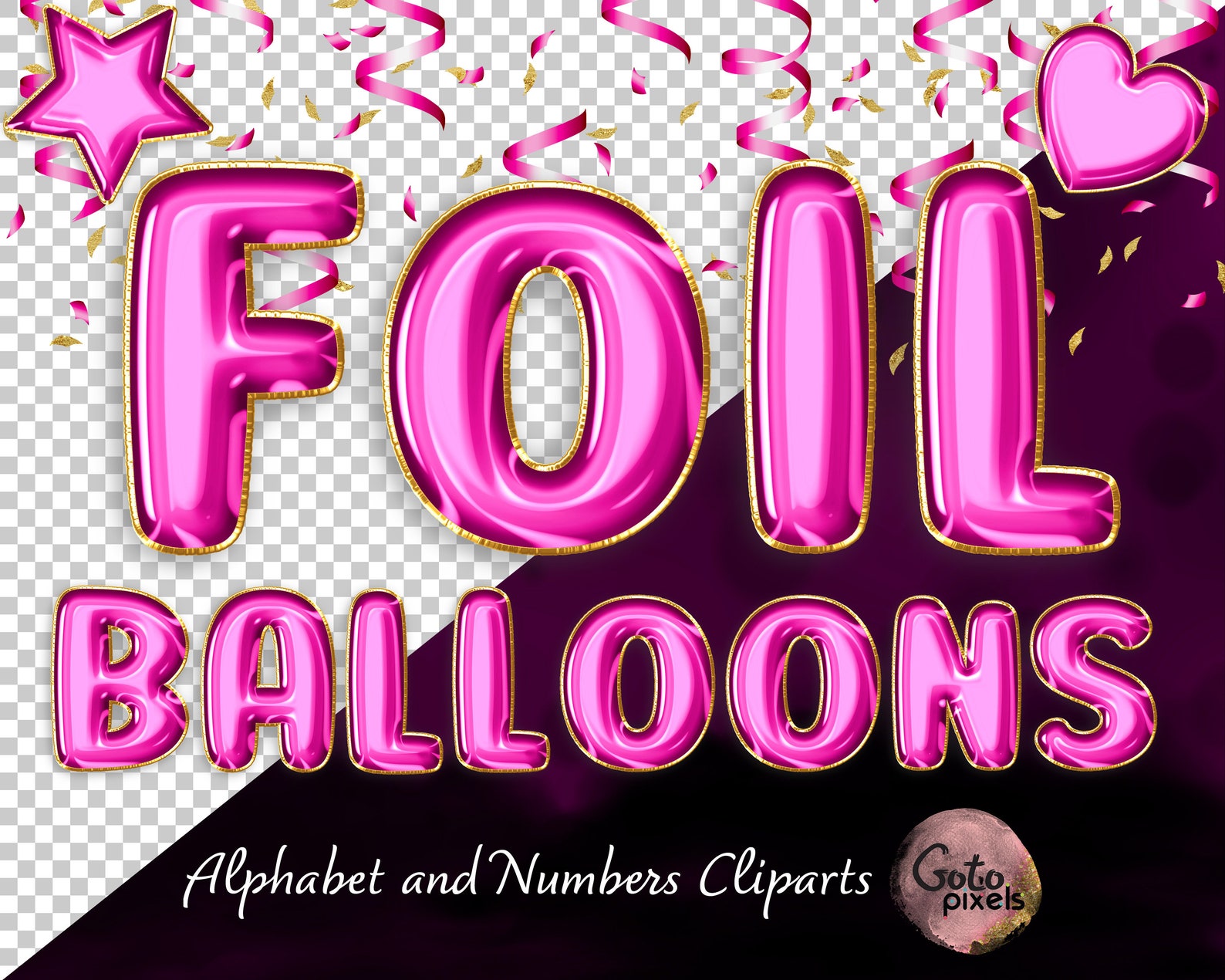 Pink Foil Balloon Alphabet Clip Art Digital Instant Download - Etsy