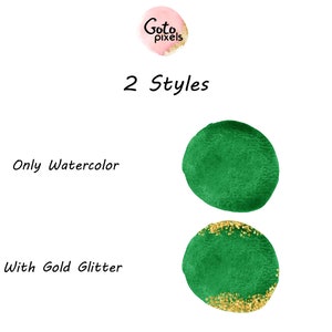 Emerald Green Watercolor Circles With Gold Glitter, Watercolor Circles ...