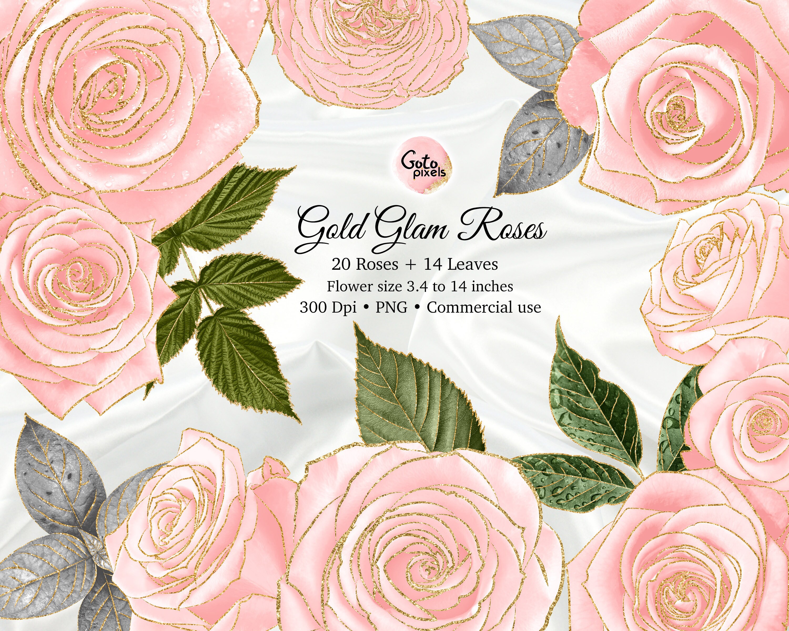 Blush Pink Glam Rose Clip Art Digital Instant Download - Etsy