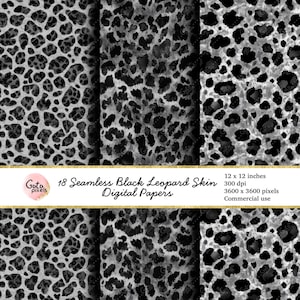 Black Leopard Print Seamless Pattern: Monotone Cheetah (digital ...