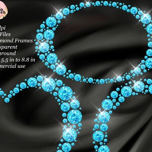 Blue Diamond Frame Clipart, Blue Diamond Borders Overlay, Glitter Gems ...