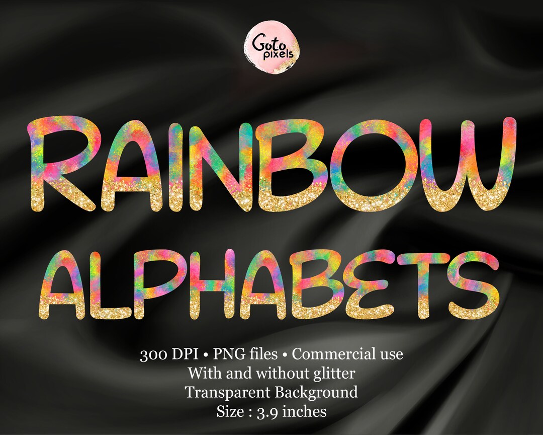 Rainbow Alphabet Clipart, Colour Splashed Digital Alphabet, Digital ...
