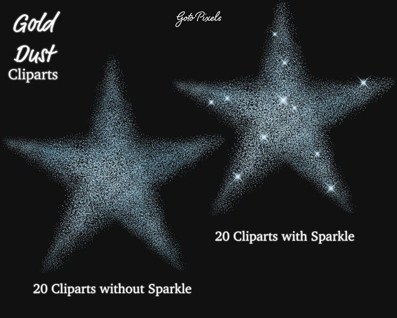 Sparkling Stars Clipart: Blue Glitter Dust PNG Overlays (digital ...