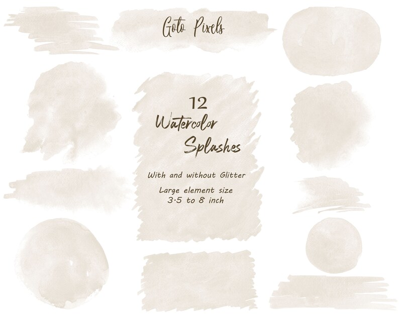 Greige Watercolor Glitter Clipart: Splashes & Splotches (digital PNG ...