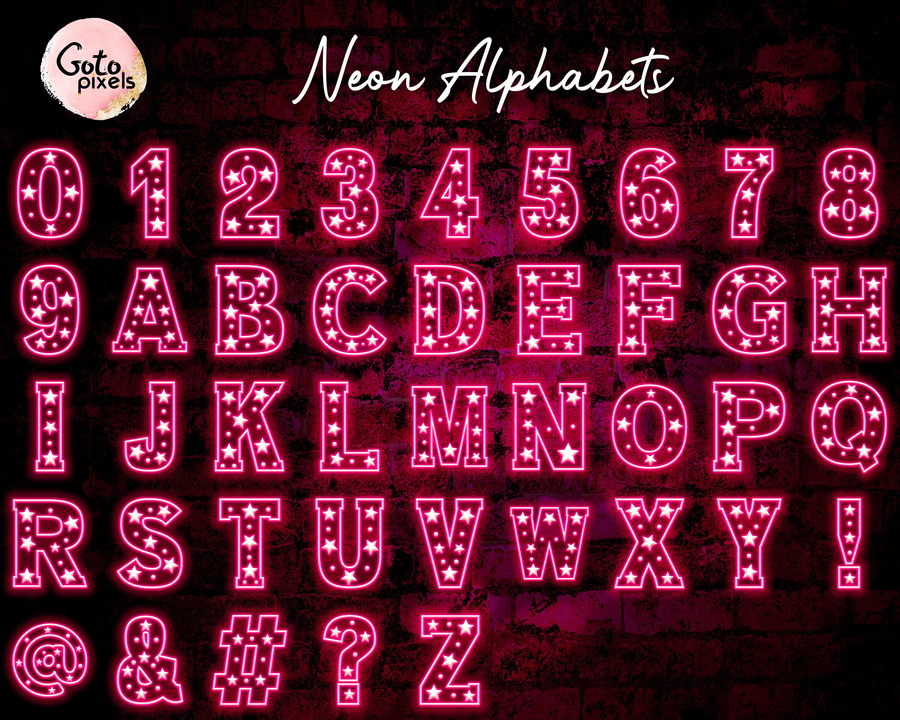 Pink Neon Alphabet Clipart Neon Letters Clipart Digital Neon | Etsy UK