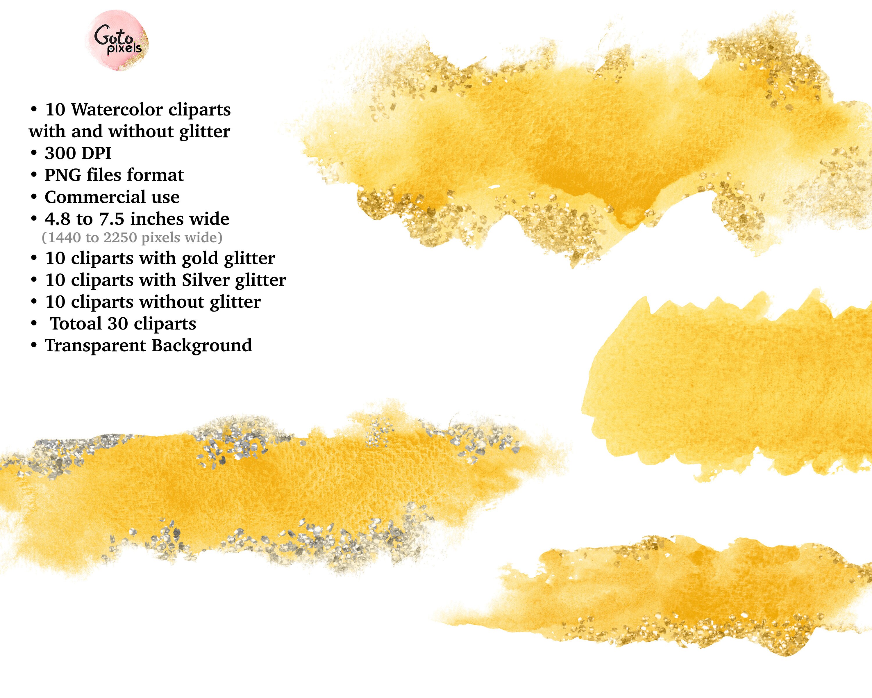 Yellow Watercolor Brush Strokes,yellow Watercolor Clipart,splash ...